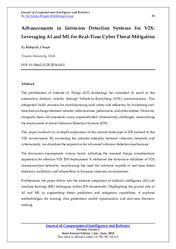 Pdf Advancements In Intrusion Detection Systems For V2x Leveraging