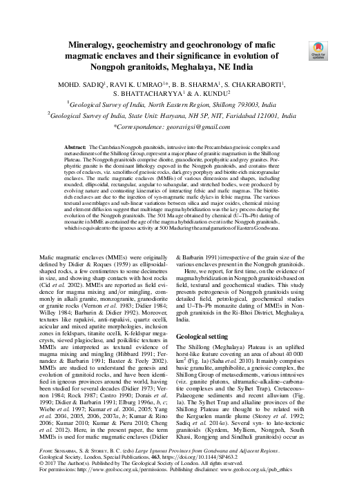 (PDF) Mineralogy, geochemistry and geochronology of mafic magmatic enclaves and their ...