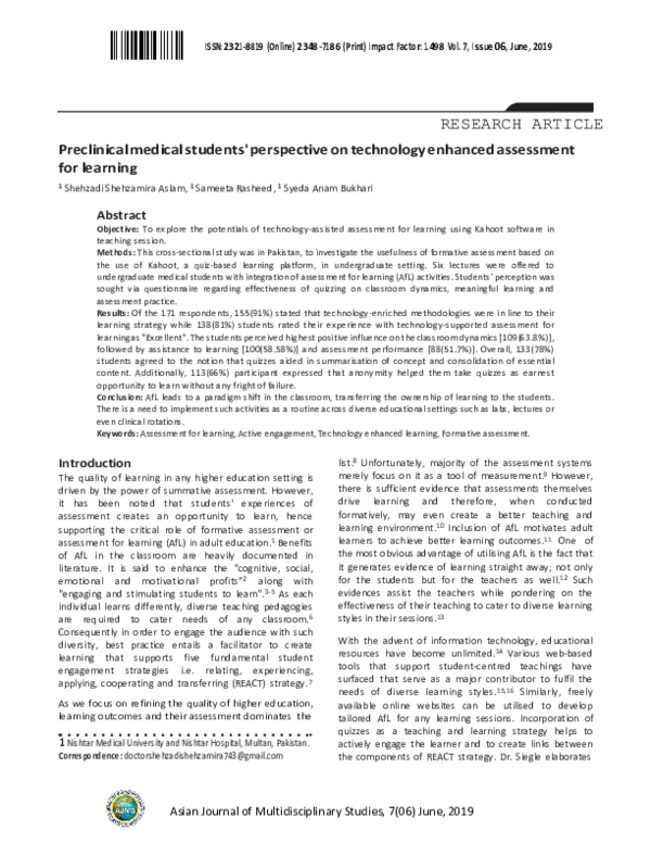 (PDF) Preclinical medical students' perspective on technology enhanced ...