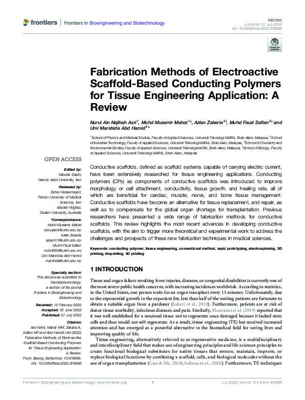 (PDF) Fabrication Methods of Electroactive Scaffold-Based Conducting Polymers for Tissue ...