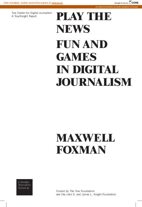 (PDF) Play The News: Fun and Games in Digital Journalism | Maxwell ...