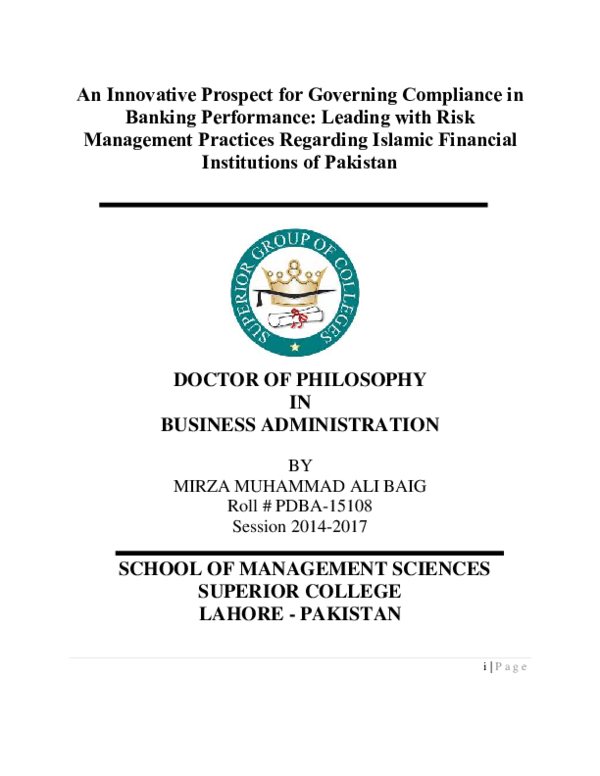 (PDF) An Innovative Prospect for Governing Compliance in Banking Performance: Leading with Risk ...