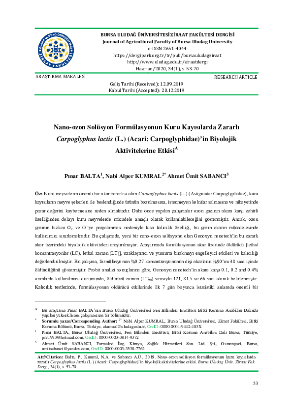 (PDF) The effect of a nano-solution ozone formulation on biological ...