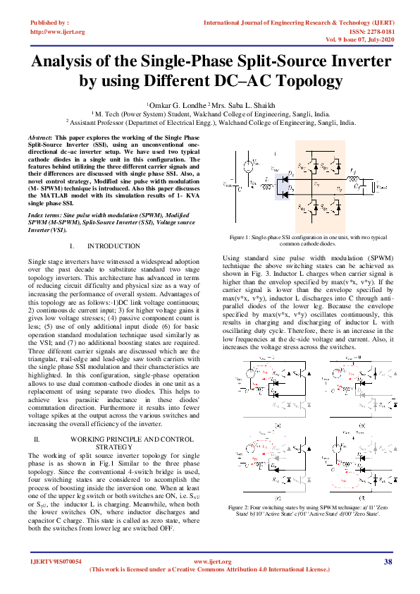 (PDF) Analysis of the Single-Phase Split-Source Inverter by using Different DC-AC Topology