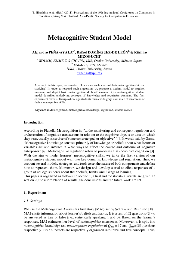 (PDF) Metacognitive Student Model