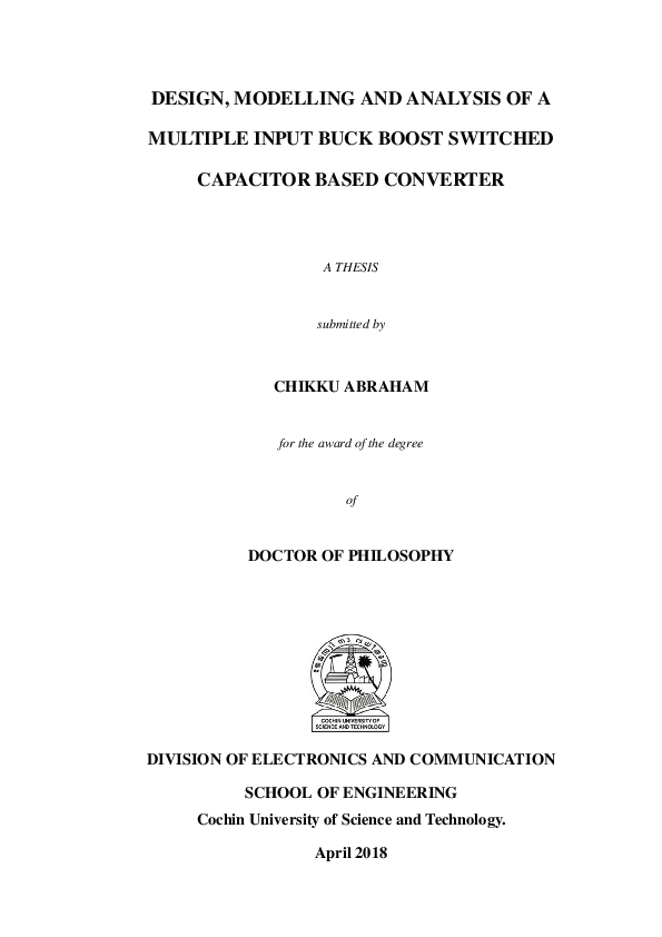 (PDF) Design, modeling and analysis of multiple input buck boost switched capacitor based converter