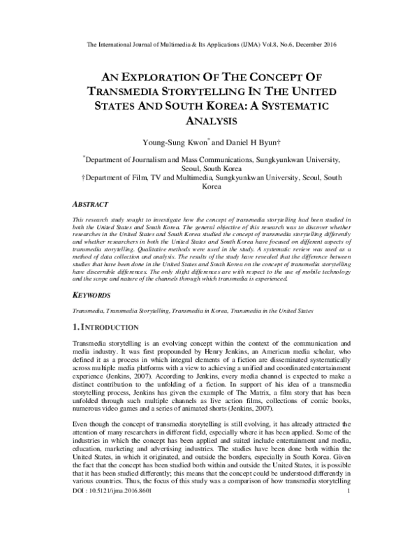 (PDF) An Exploration of the Concept of Transmedia Stroytelling in the ...