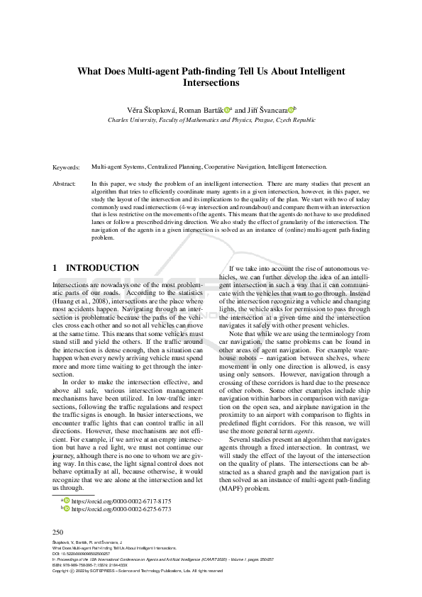 Pdf What Does Multi Agent Path Finding Tell Us About Intelligent Intersections