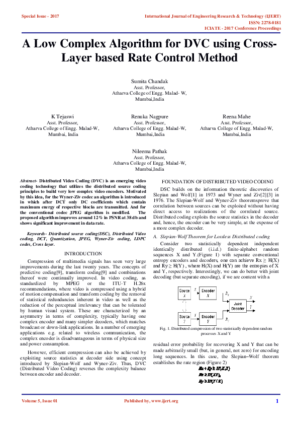 (PDF) A Low Complex Algorithm for DVC using Cross-Layer based Rate Control Method