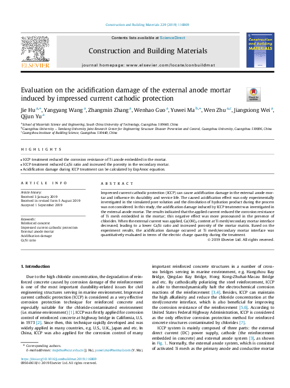 (PDF) Evaluation on the acidification damage of the external anode ...