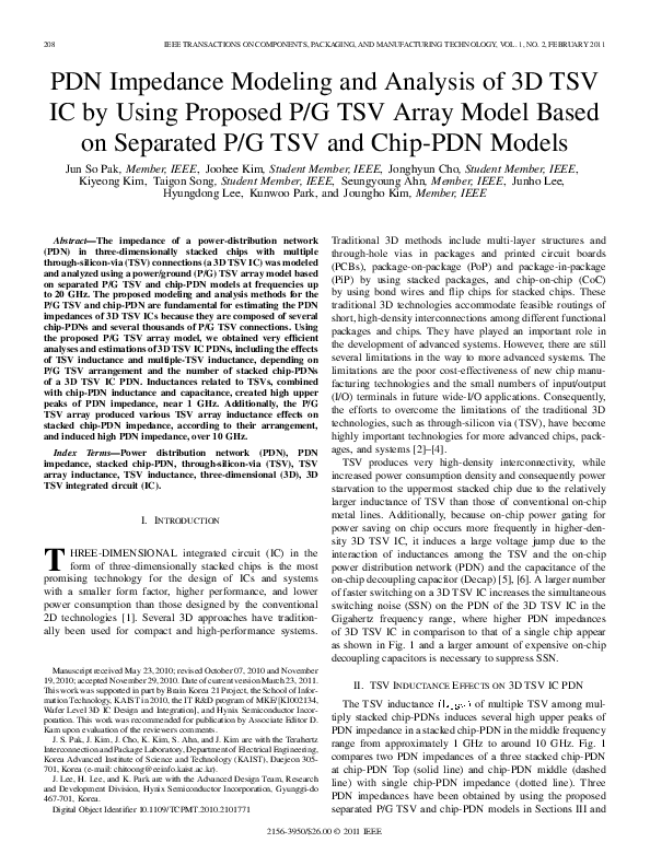 (PDF) 3D TSV IC PDN Impedance Modeling and Analysis