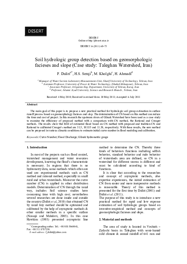 (PDF) Soil hydrologic group detection based on geomorphologic facieses ...