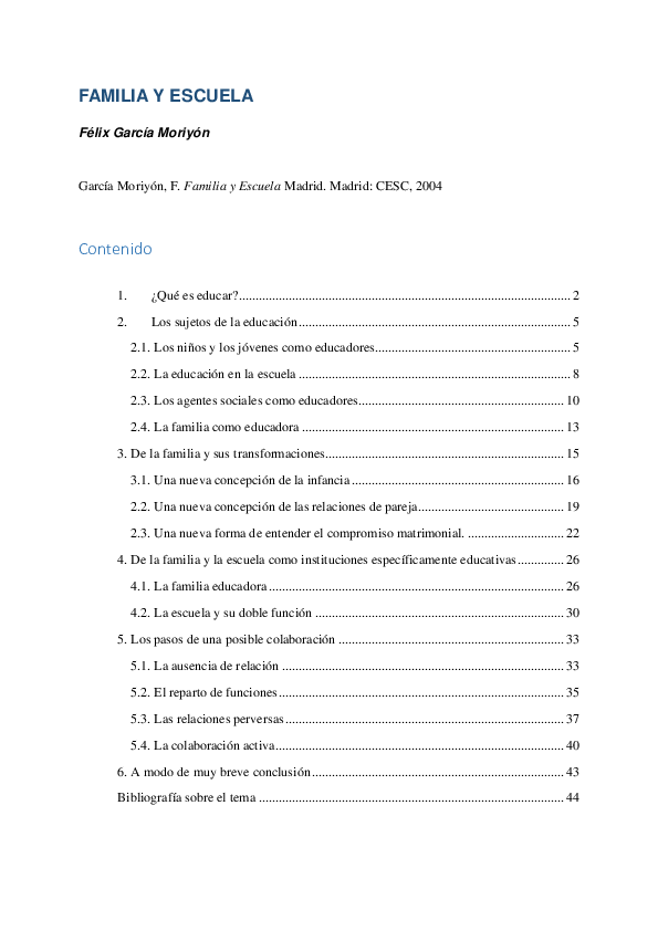 (PDF) Familia y escuela