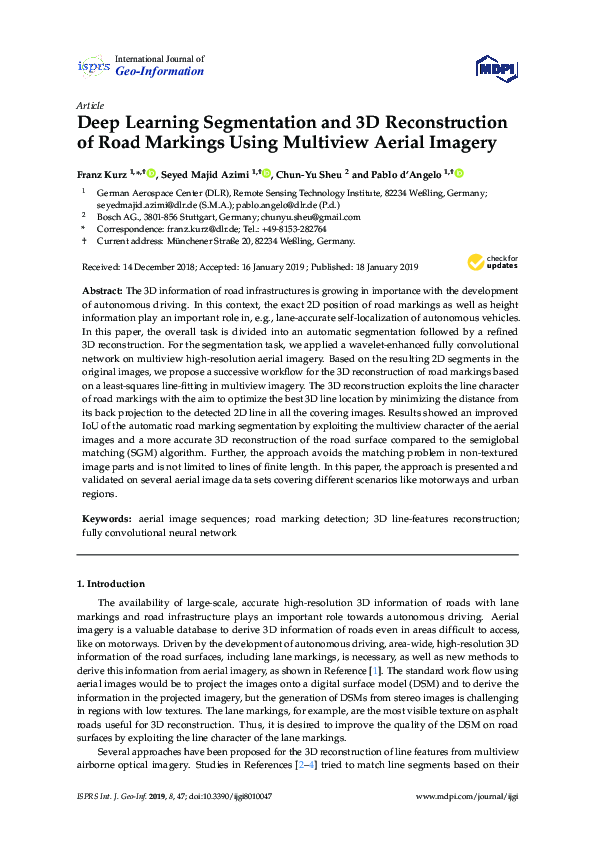 (PDF) Deep Learning Segmentation and 3D Reconstruction of Road Markings ...
