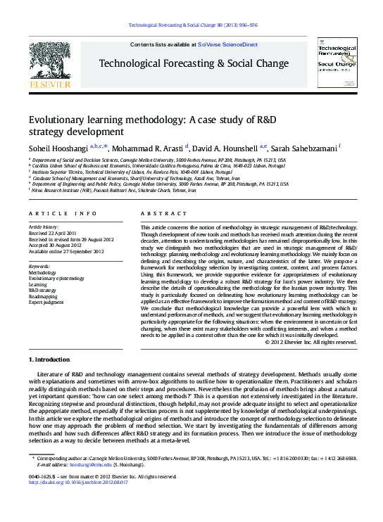(PDF) Evolutionary learning methodology: A case study of R&D strategy ...