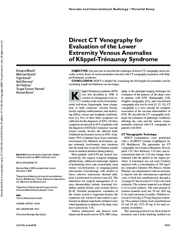 (PDF) Direct CT Venography for Evaluation of the Lower Extremity Venous ...