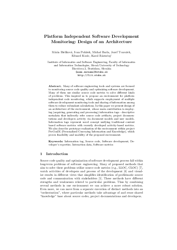 (PDF) Platform Independent Software Development Monitoring: Design of ...