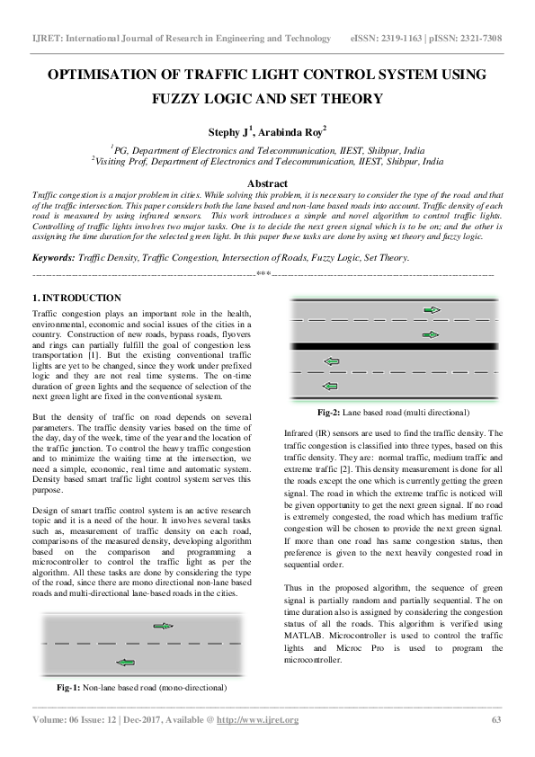 (PDF) Optimisation of Traffic Light Control System Using Fuzzy Logic and Set Theory