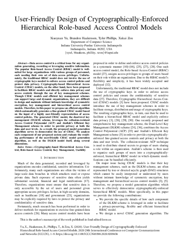 Pdf Efficient User Centric Design Of Cryptographic Access Control