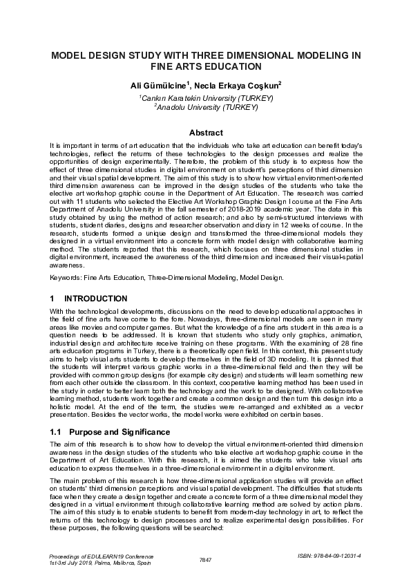 (PDF) Model Design Study with Three Dimensional Modeling in Fine Arts ...