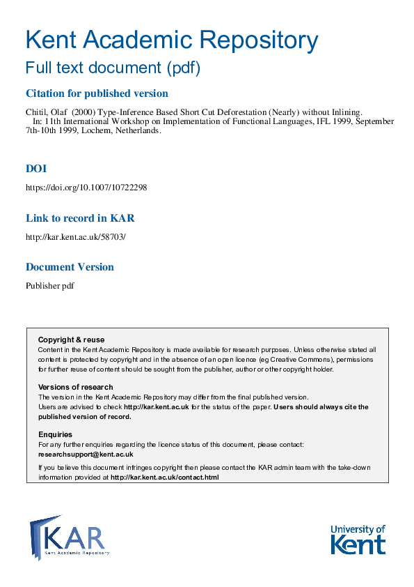 (PDF) Implementation of Functional Languages