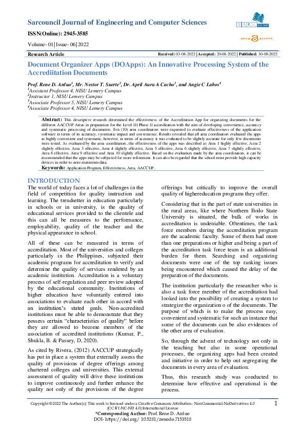 (PDF) Document Organizer Apps (DOApps): An Innovative Processing System ...