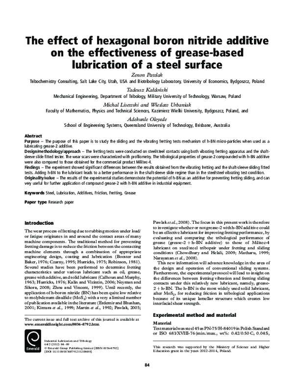 (PDF) The effect of hexagonal boron nitride additive on the ...