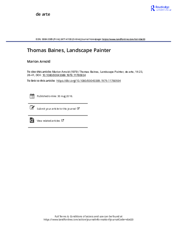 (PDF) Thomas Baines, Landscape Painter