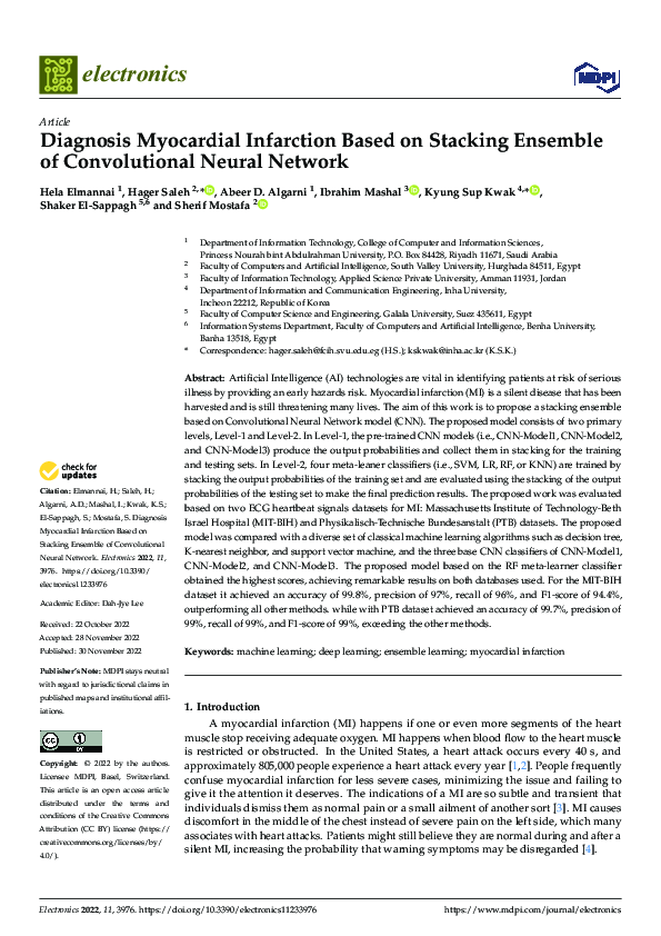 Pdf Diagnosis Myocardial Infarction Based On Stacking Ensemble Of Convolutional Neural Network