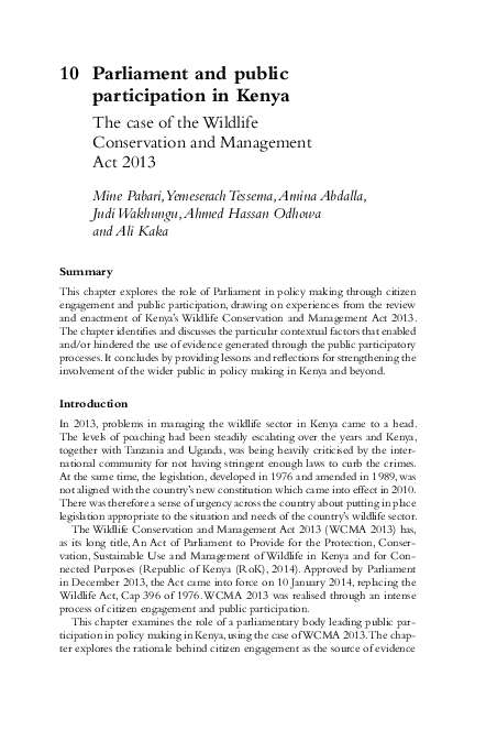 (PDF) Parliament and public participation in Kenya