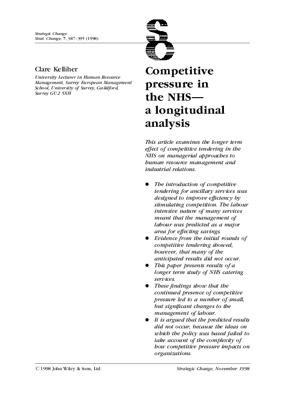 (PDF) Competitive pressure in the NHS—a longitudinal analysis