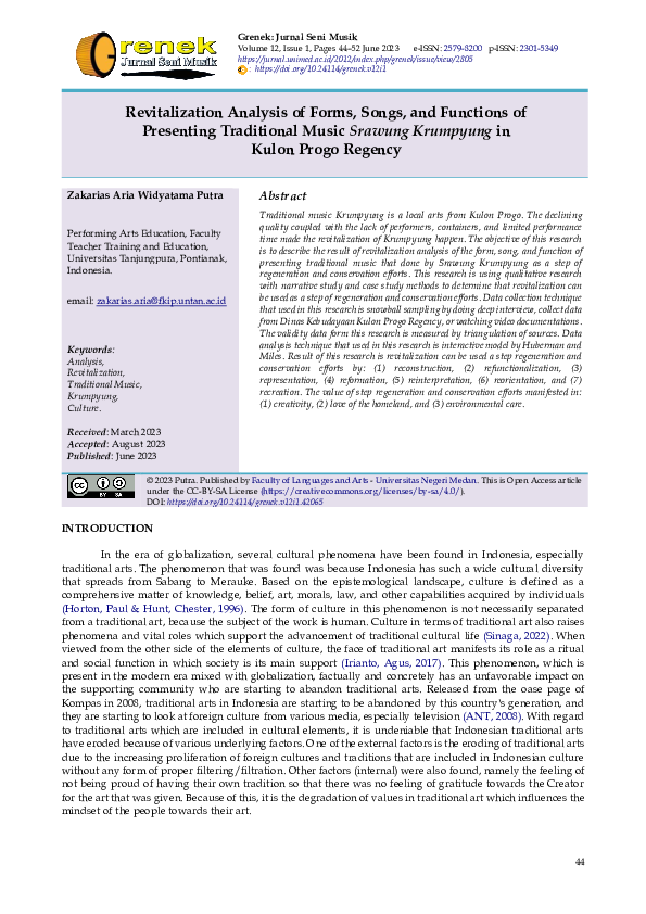 (PDF) Revitalization Analysis of Forms, Songs, and Functions of ...