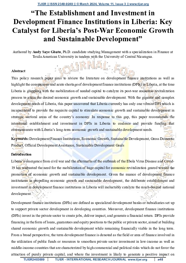 (PDF) "The Establishment and Investment in Development Finance ...