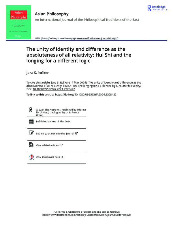 (PDF) The unity of identity and difference as the absoluteness of all ...