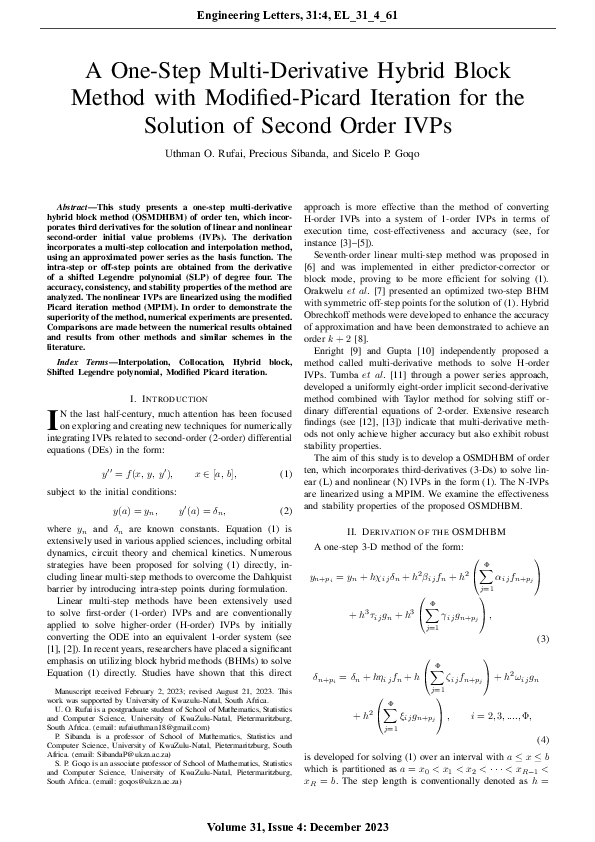 (PDF) A One-Step Multi-Derivative Hybrid Block Method with Modified-Picard Iteration for the ...