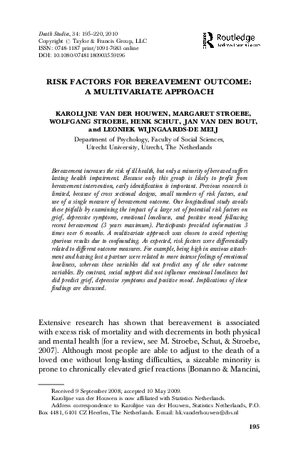 Risk Factors for Bereavement Outcome: A Multivariate Approach