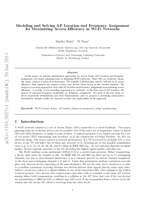 (PDF) Modeling and Solving AP Location and Frequency Assignment for Maximizing Access Efficiency ...