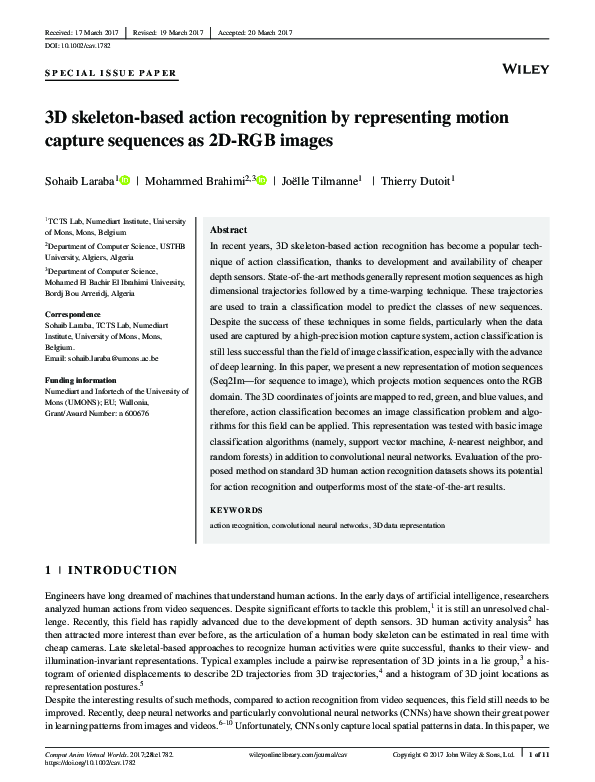 (PDF) 3D skeleton-based action recognition by representing motion capture sequences as 2D-RGB images