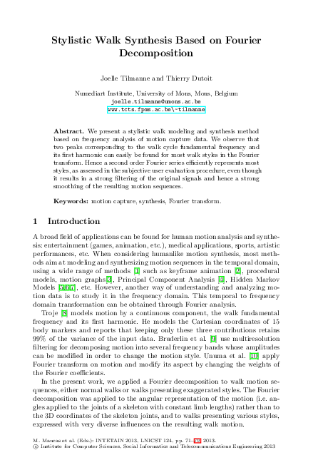 (PDF) Stylistic Walk Synthesis Based on Fourier Decomposition