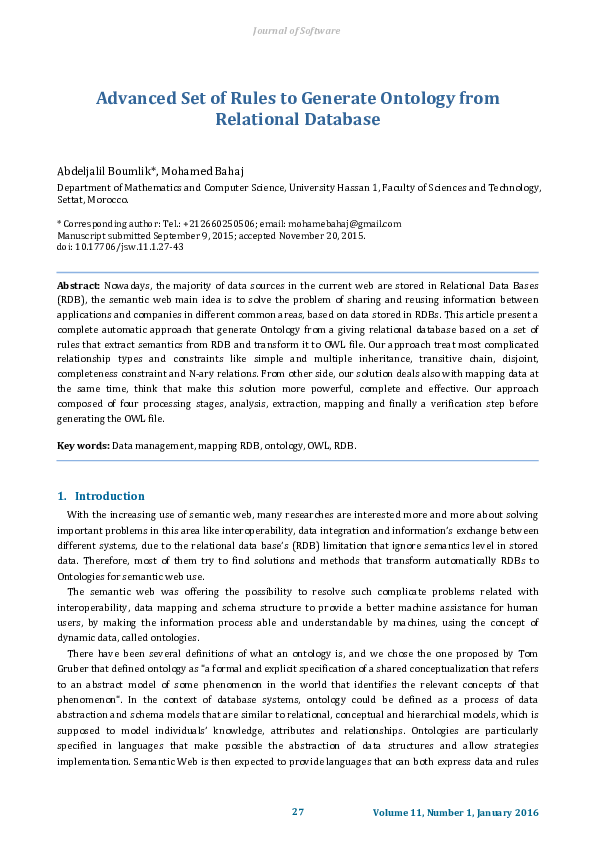 (PDF) Generating Ontologies from Relational Databases Using Rules