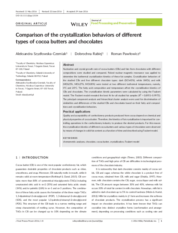 (PDF) Comparison of the crystallization behaviors of different types of ...