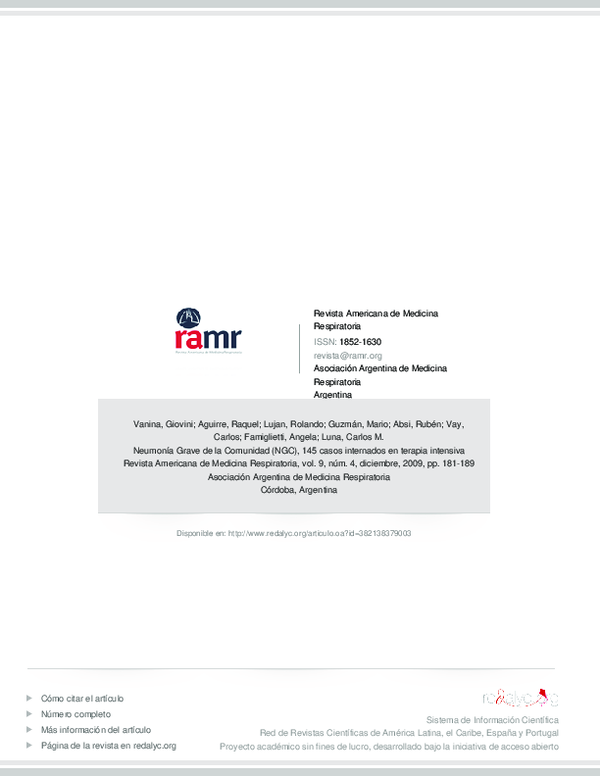(PDF) Neumonía grave de la comunidad (NGC), 145 casos internados en ...