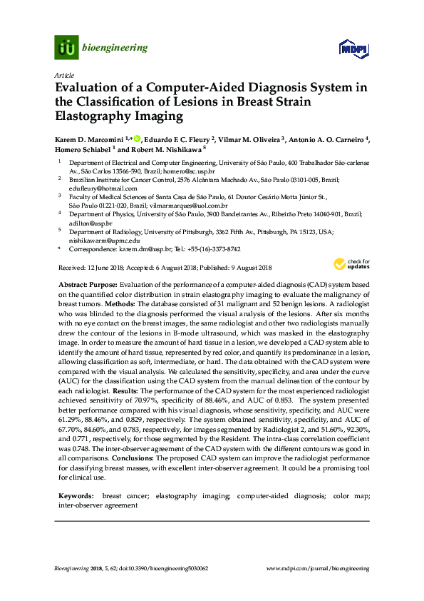 (PDF) Evaluation of a Computer-Aided Diagnosis System in the Classification of Lesions in Breast ...