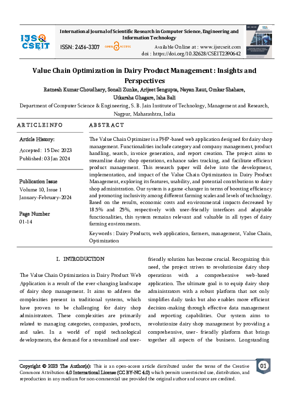 (PDF) Value Chain Optimization in Dairy Product Management : Insights and Perspectives