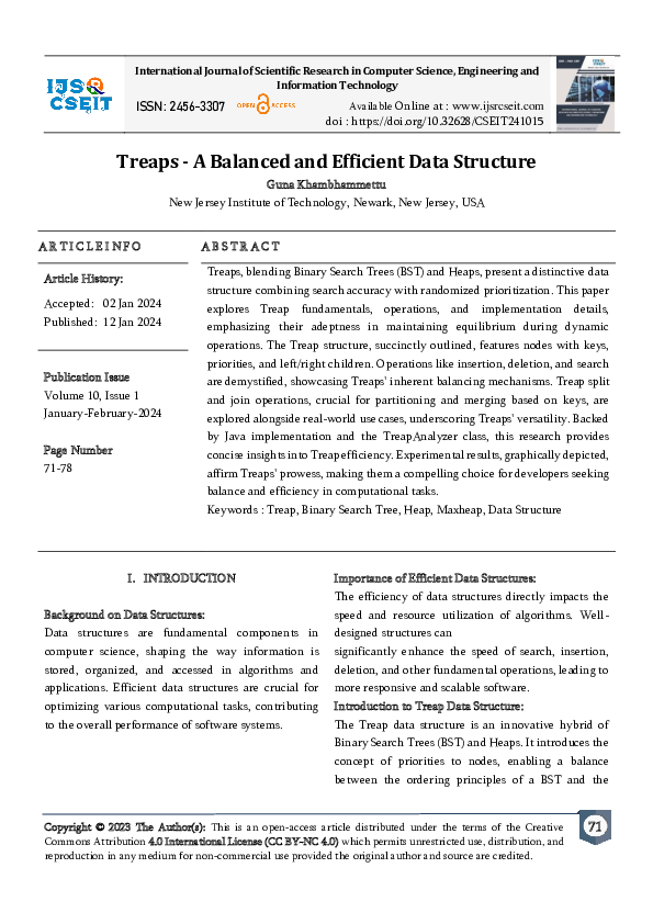(PDF) Treaps - A Balanced and Efficient Data Structure