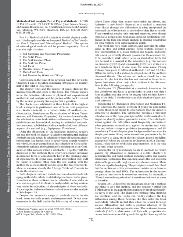 (PDF) Methods of Soil Analysis. Part 4. Physical Methods