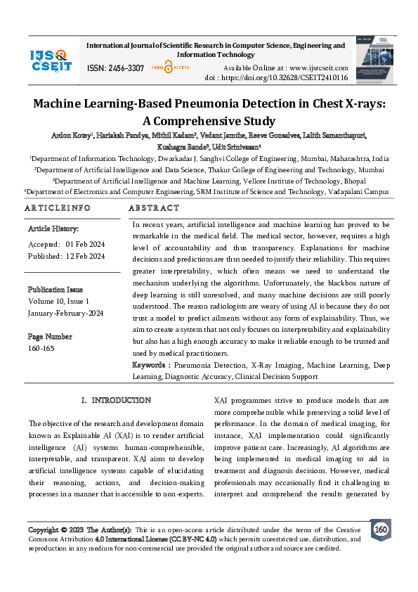 (PDF) Machine Learning-Based Pneumonia Detection in Chest X-rays: A Comprehensive Study