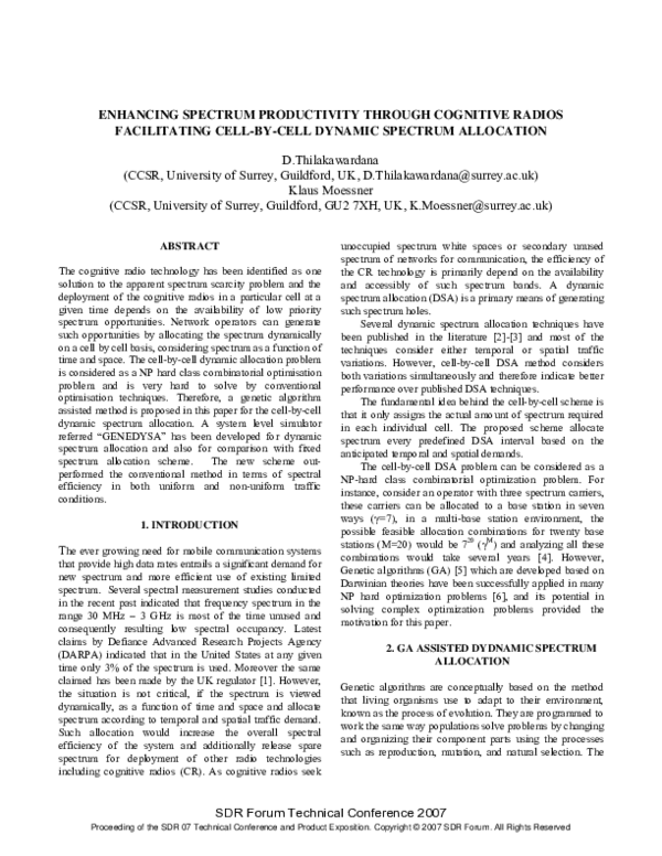 (PDF) Enhancing spectrum productivity through cognitive radios facilitating cell-by-cell dynamic ...