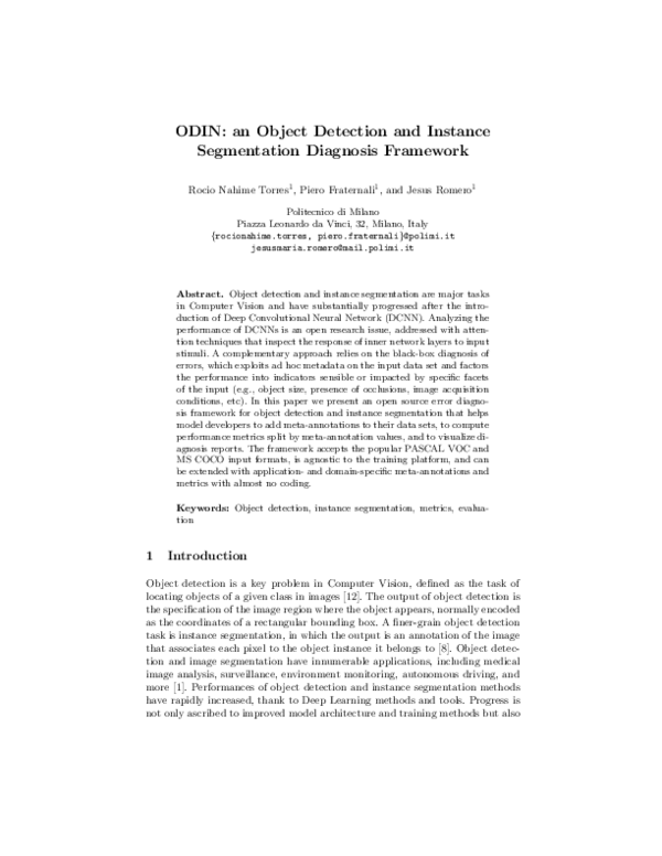 (PDF) ODIN: An Object Detection and Instance Segmentation Diagnosis ...