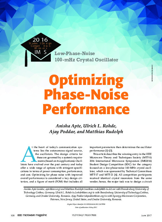 (PDF) Optimizing Phase-Noise Performance: Theory and Design Techniques for a Crystal Oscillator ...